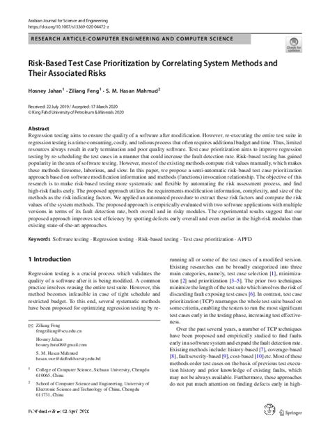 pdf risk based test case prioritization by correlating system methods