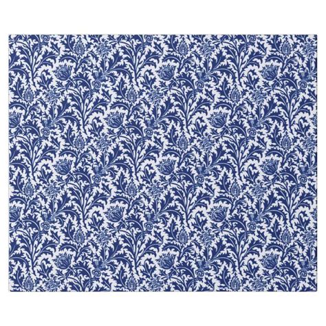 William Morris Thistle Damask Cobalt Blue And White Wrapping Paper