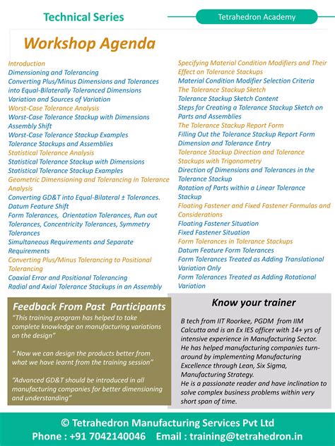Advanced Gdandt And Tolerance Stack Up Analysis Workshop By Tetrahedron Pdf