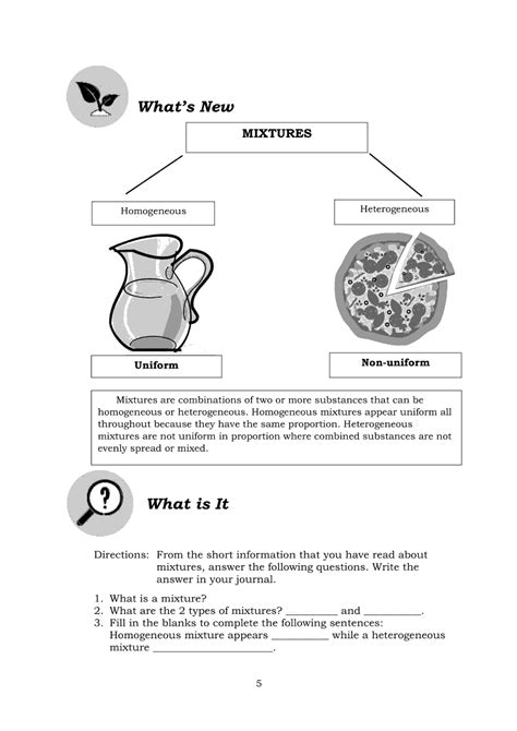 Science 6 Module 1 Lesson 1 Describing Mixtures Grade 6 Modules
