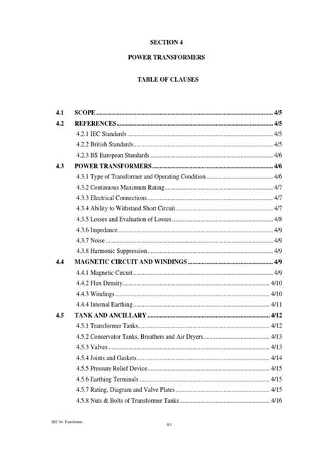 Power Transformer Specification Pdf Pdf Transformer Valve