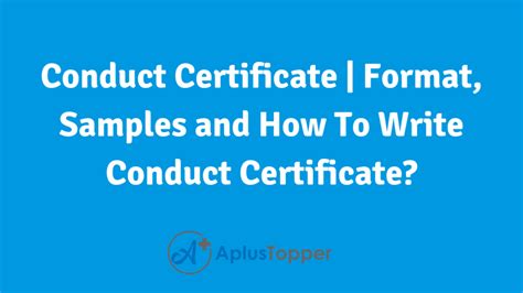 Conduct Certificate Format Samples And How To Write Conduct