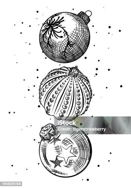 Kartu Ucapan Natal Dengan Tangan Digambar Bola Natal Bernuansa Dengan