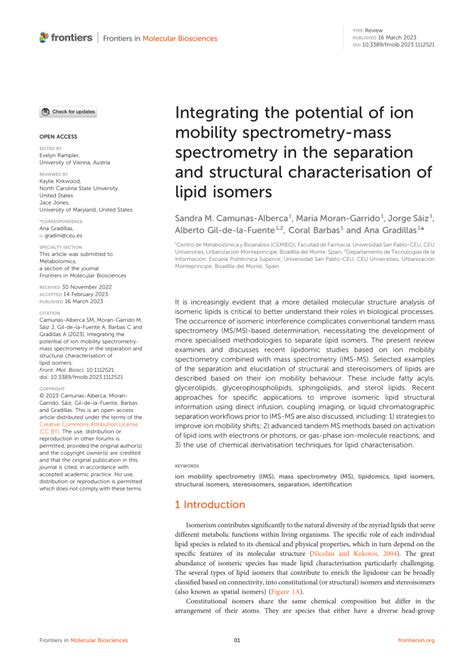 Pdf Integrating The Potential Of Ion Mobility Spectrometry Mass