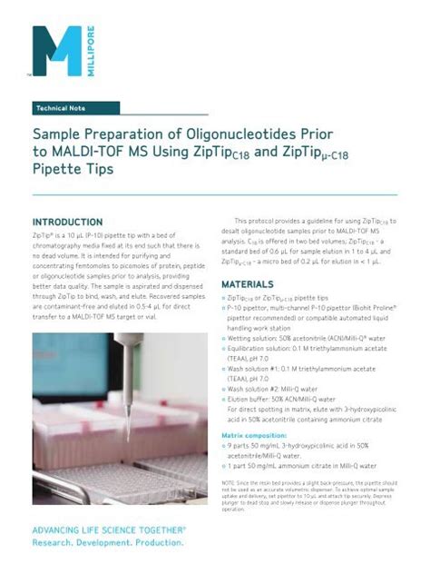 Sample Preparation Of Oligonucleotides Prior To Maldi Tof Millipore