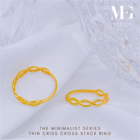Gold The Minimalist Series Thin Criss Cross Stack Ring Merlin
