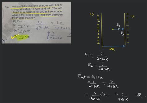 11 Two Parallel Infinite Line Charges With Linear Charge Densities λcm