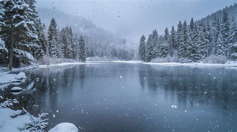 Free Winter Lake Scene Image Winter Lake Snow Download At Stockcake