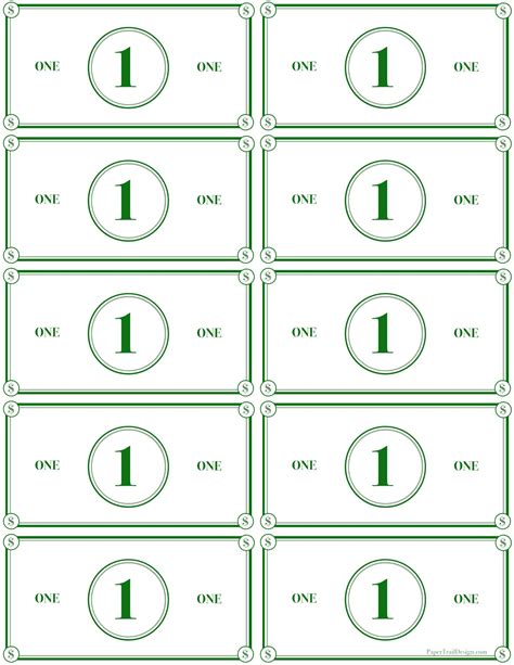 One Dollar Bill Printable