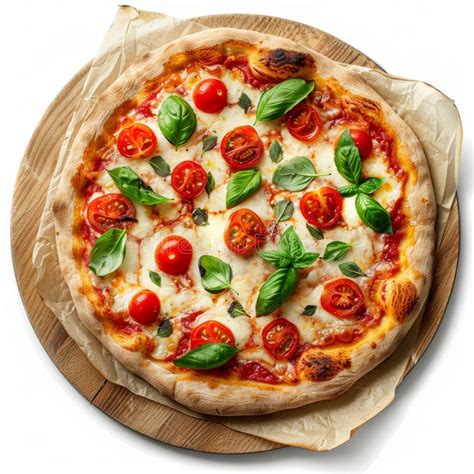Pizza Margarita Margherita With Cherry Tomatoes Tomato Sauce Green