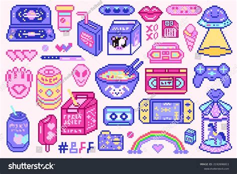 Pixel Art 8 Bit Objects Retro Stock Vector Royalty Free 2192696811 Shutterstock