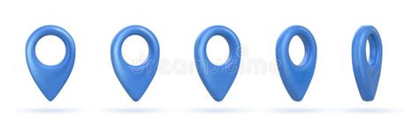 shiny blue realistic map pointers vector set in various angles web