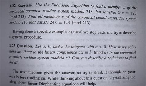 Solved Exercise Use The Euclidean Algorithm To Find A Chegg