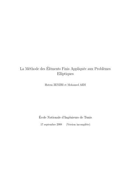 Cours Element Fini Pdf Distribution Mathématiques Méthode Des