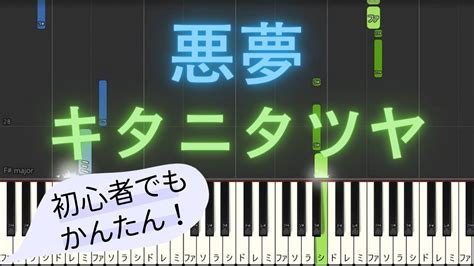 【簡単 ゆっくり ピアノ】 悪夢 キタニタツヤ 【piano Tutorial Easy And Slow】 Youtube