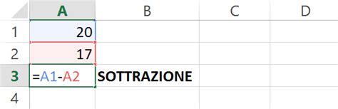 Come Fare Una Sottrazione In Excel