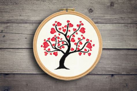 Love Tree Cross Stitch Pattern Tree Cross Stitch Pdf Modern Etsy