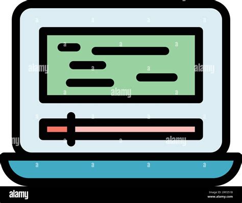 Laptop Cms Icon Outline Vector Web Design Website Code Color Flat