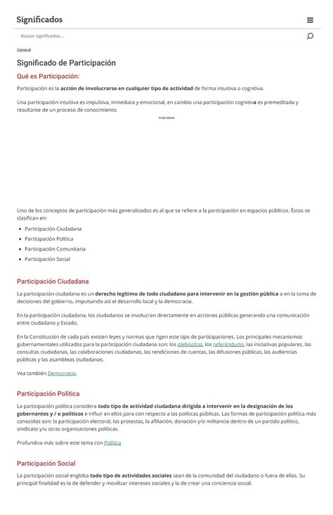 Significado De Participación Qué Es Concepto Y Definición