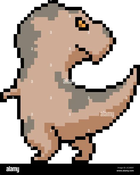 Vector Pixel Art Tyrannosaurus Isolated Cartoon Stock Vector Image