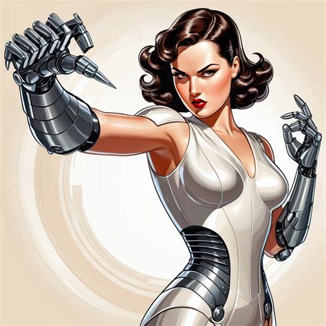 Angry Brunette With Robotic Arm Stable Diffusion Online