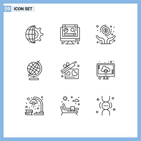 Mobile Interface Outline Set Of 9 Pictograms Of Wedding Love Hands T Geography Editable