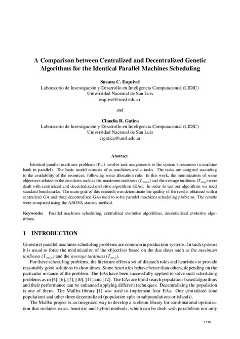 Pdf A Comparison Between Centralized And Decentralized Genetic