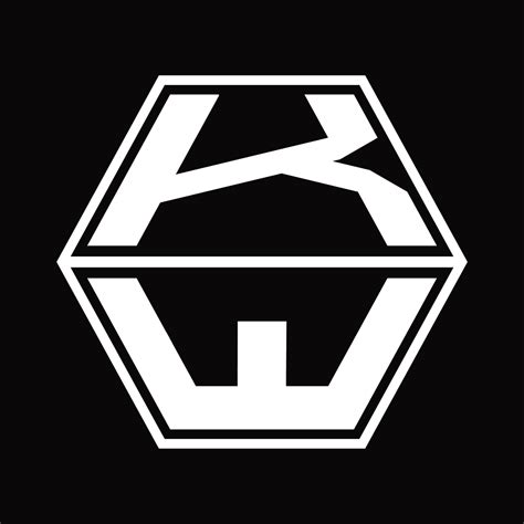 Kw Logo Monogram With Hexagon Shape Up And Down Design Template