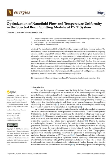 Pdf Optimization Of Nanofluid Flow And Temperature Uniformity In The