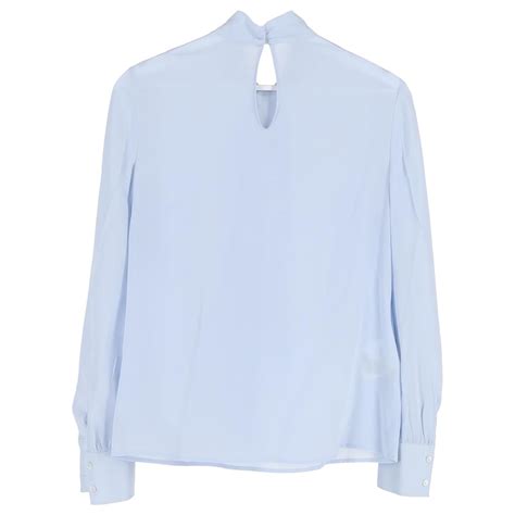 Miu Miu Pussy Bow Blouse In Light Blue Silk Ref Jc2487182 Sold Joli