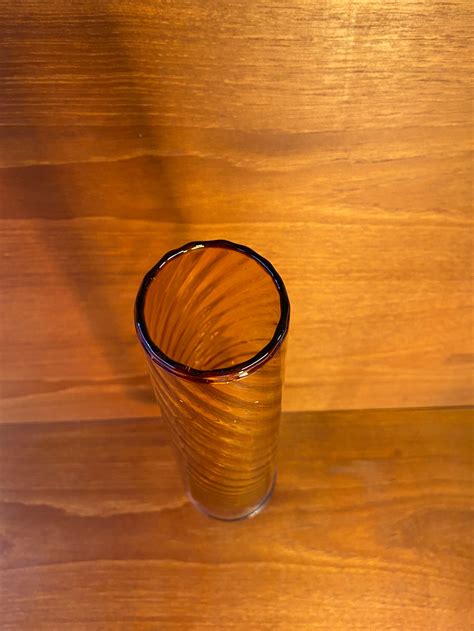 Vintage Empoli Stemmed Tall Amber Glass Vase Etsy