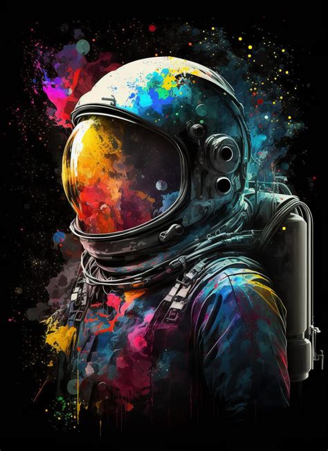 Artystyczne Ilustracja Colorful Astronaut In The Galaxy Space