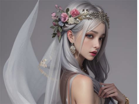带花环的银发美女ai绘画作品cg99设计网 站酷zcool
