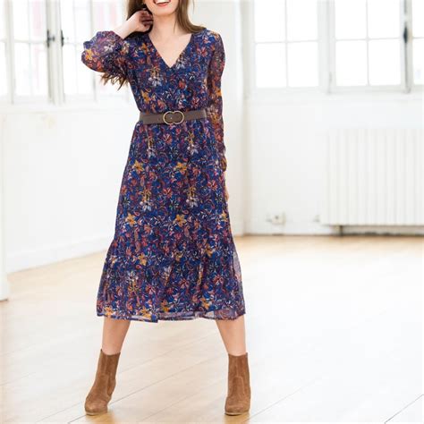 Robe longue cache coeur imprimée pas cher Extradingue