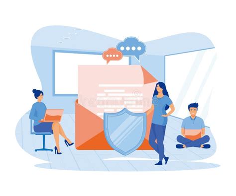 Private Messages Email Encryption Confidential Information Protection Group Of People Stand