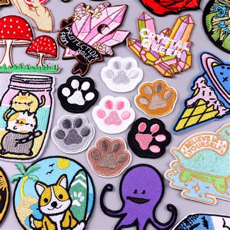 Cat Paw Patch Iron On Embroidery Patches For Clothing Thermoadhesive