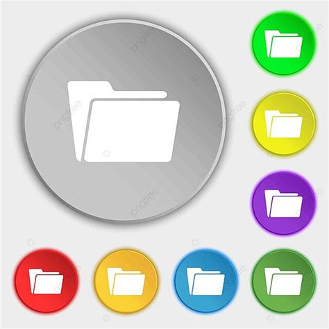 Vector Illustration Of Eight Flat Buttons Featuring Folder Icon Symbol