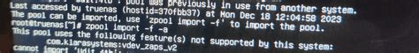 pool import was causing kernel panic in v23 but v22 cant import the