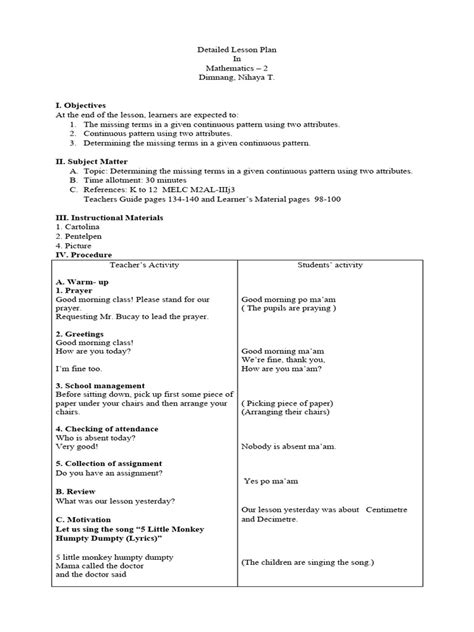 Math 12 Lesson Plan Edited1 Pdf Education Theory Cognition
