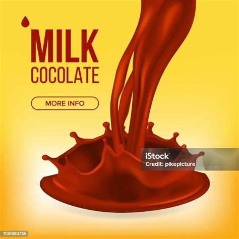 초콜릿 얼룩 벡터입니다 크림 액체입니다 우유 소용돌이 친다 갈색 배경입니다 음료 디저트 음식입니다 3d 현실 그림 3차원 형태에 대한 스톡 벡터 아트 및 기타 이미지