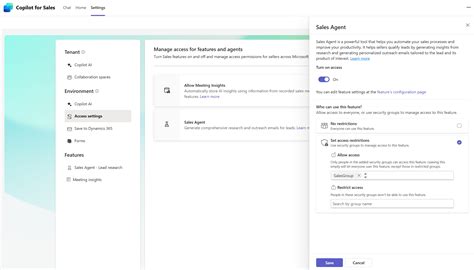 Configure Access Settings For Features In Copilot For Sales Microsoft Learn