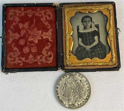 Lot Antique C 1860 Young Girl Sitting In A Chair Wearing A Nice