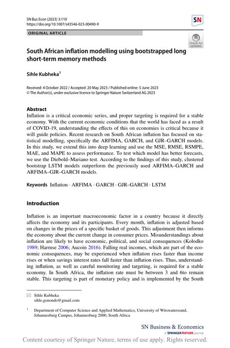 South African Inflation Modelling Using Bootstrapped Long Short Term