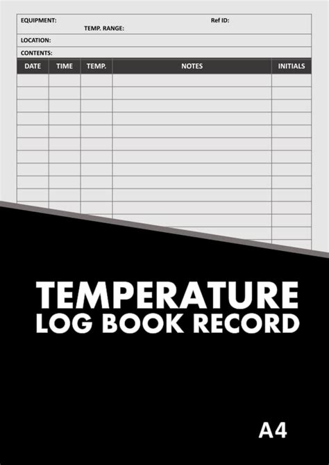 Buy Temperature Log Book Record Food Hygiene Safety Temperature Log
