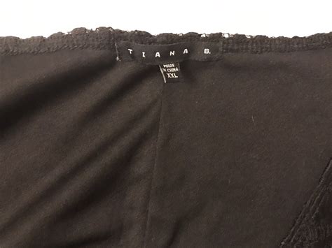 Womens Tiana B Black Floral Lace Overlay Short Sleev Gem