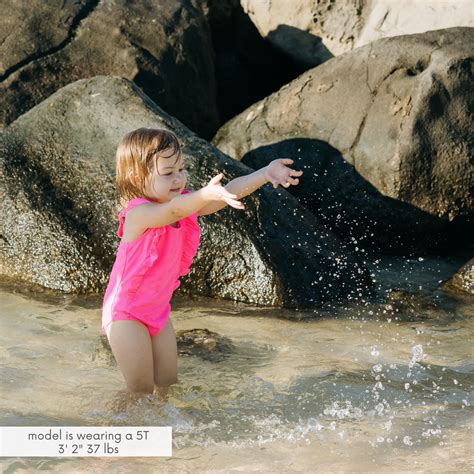 Girls Ruffle One Piece Swimsuit Too Sweet Neon Pink