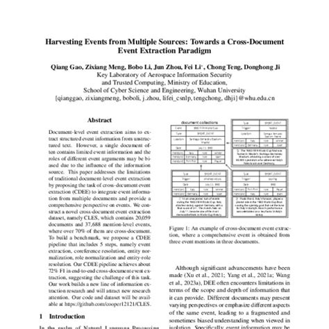 harvesting events from multiple sources towards a cross document event