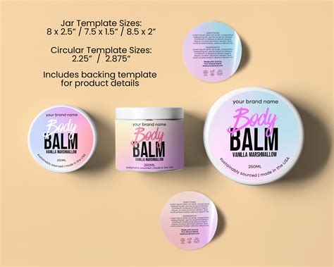 Gradient Editable Cosmetic Labels Editable Body Product Etsy