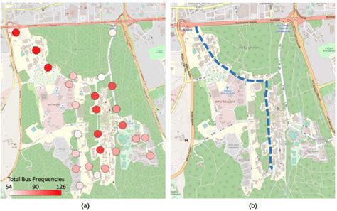 A Total Bus Frequency At Each Stop B Route Proposed For Autonomous