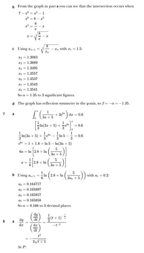 9709 P3 Numerical Solutions Exercise 3 Worked Solutions Maths With